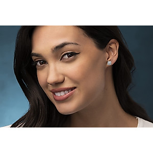 Natalia Drake Small Round Baguette Cluster 1/2 Cttw Diamond Stud Earrings for Women in Rhodium Plated 925 Sterling Silver