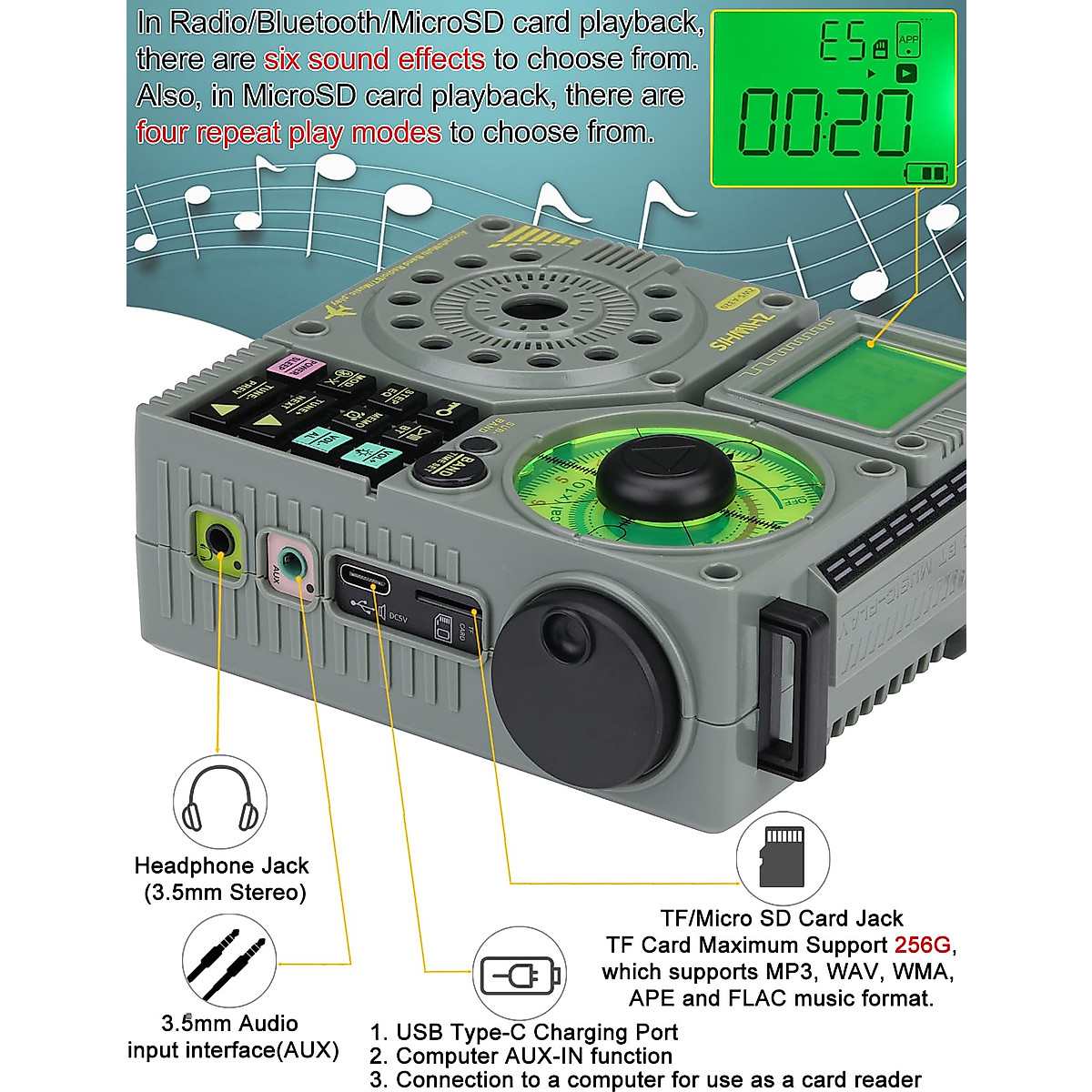 ZHIWHIS Shortwave Radio with Bluetooth and APP Control, AIR AM FM VHF SW WB Portable Receiver ...