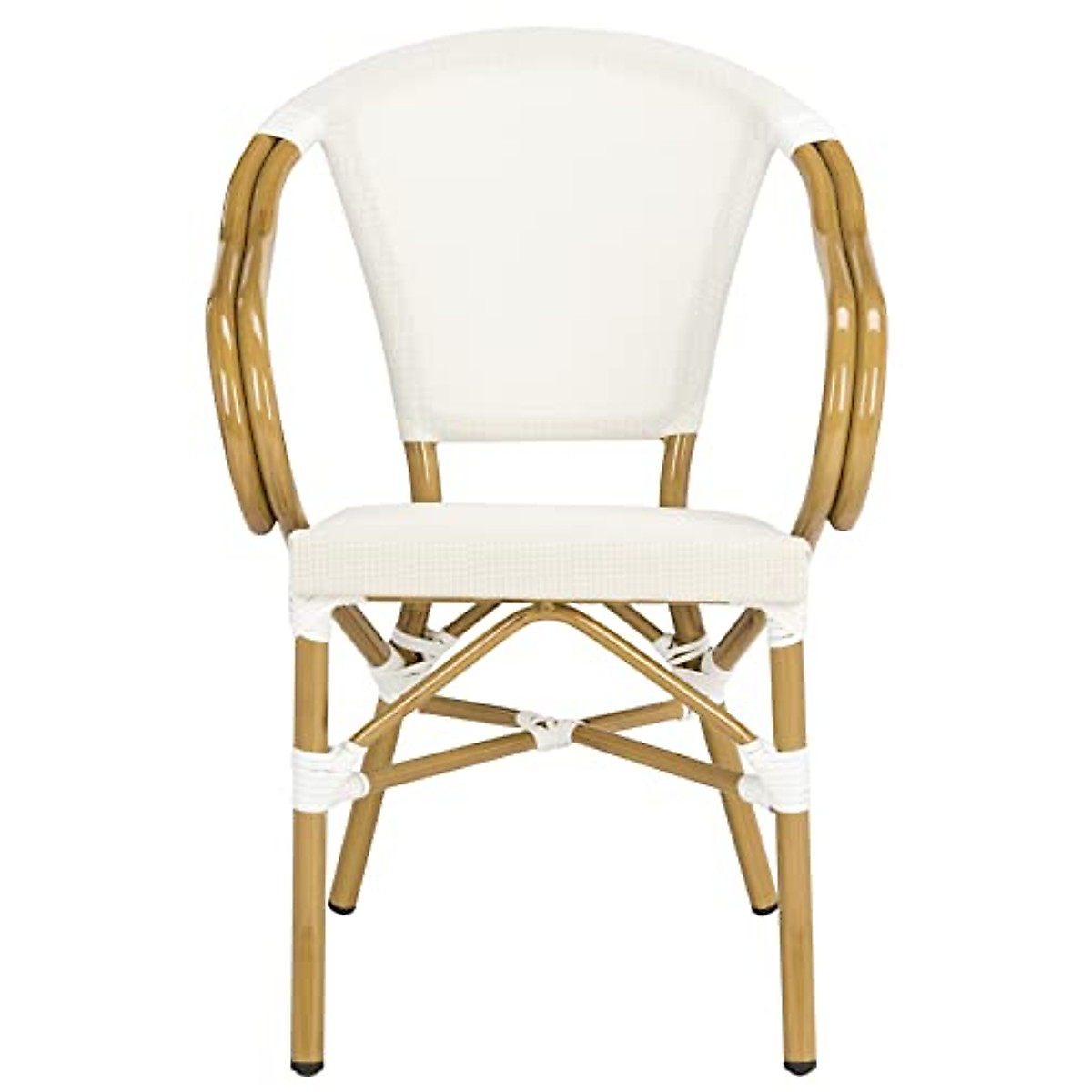 Safavieh PAT4003B-SET2 Outdoor Collection Karine Beige Stacking Arm Chair