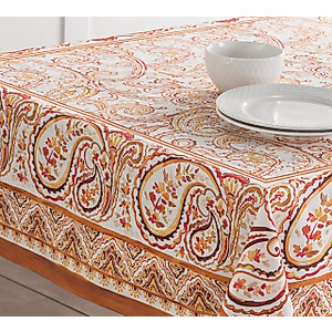 Maison d' Hermine Tablecloth 100% Cotton 70"x108" Washable Rectangle Table Cover Decorative Tablecloths, Dining, Buffet Party & Camping, Palatial Paisley - Thanksgiving/Christmas