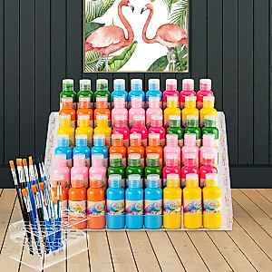 ESCULTORA 6Layers Acrylic Paint Organizer, Craft 24 Slot Paint Brush Holder, Perfect Paint Bottles Storage Rack For Storing 2oz Paint Bottles, Oil Paint Tubes, Miniature Paints