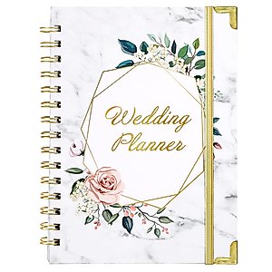 Wedding Planner - Wedding Planner Book and Organizer for the Bride with 5 Tabbed Sections, 6.5" x 8.75", Hardcover with Metal Corner + 5 Inner Pocket + Sticker + Notes Pages - Wedding Floral