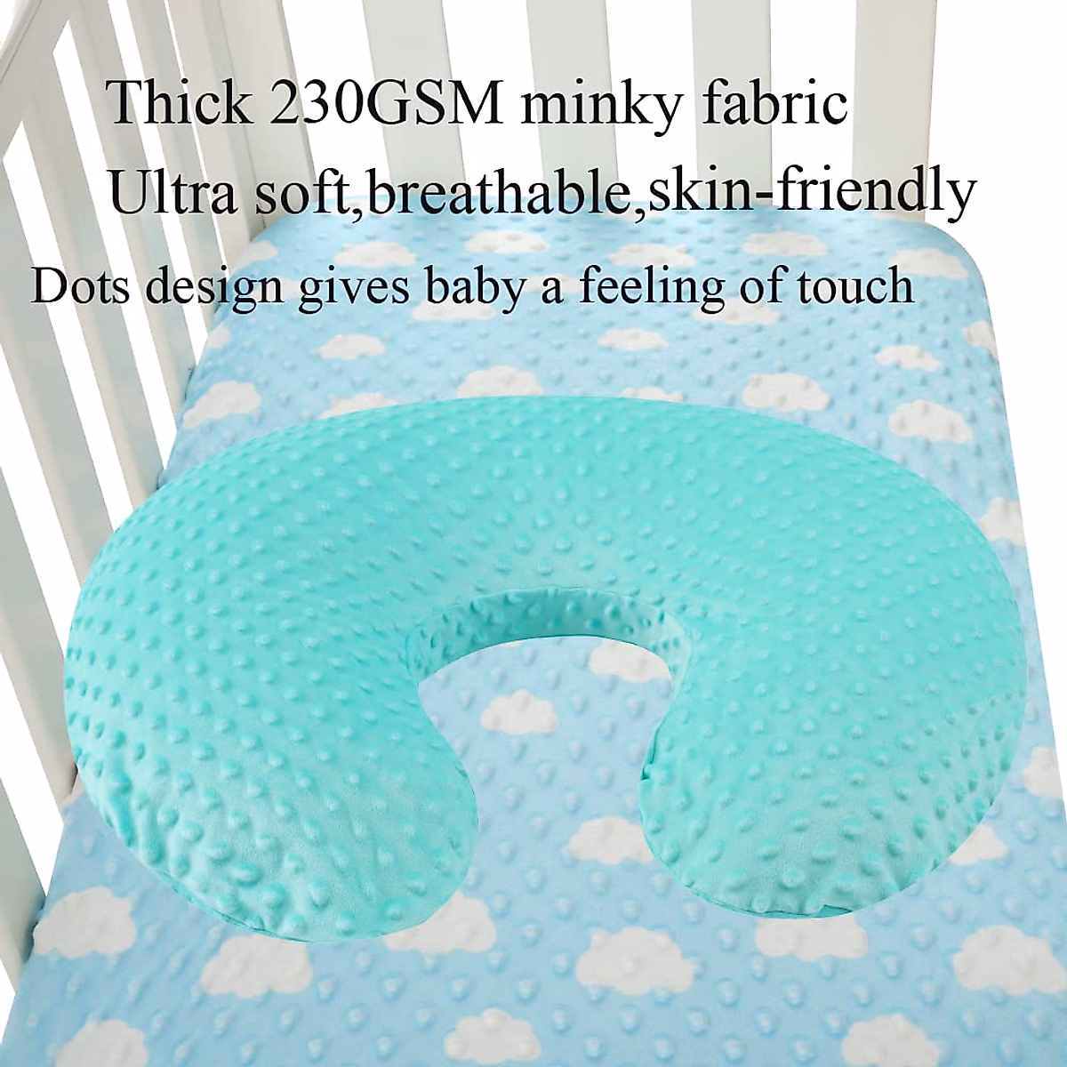 Minky Nursing Pillow Cover Set 2 Pack Nursing Pillow Slipcovers, Ultra Soft Compatible with Boppy Pillow,Standard Pillow for Baby Boy Girl Grey and Green