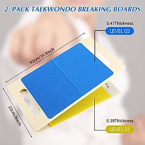 Wettarn 2 Pcs Rebreakable Boards Martial Arts Breaking Boards Taekwondo Boards for Breaking Karate Boards for Breaking Adults Martial Arts Training Equipment Rebreakable Punching Board(Blue, Yellow)