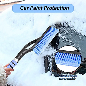 YLCVBUD 27" Snow Brush and Ice Scrapers Detachable Pivoting, Soft Bristle Head,Foam Grip, for Car,Trucks,or SUV Window & Windshield Tool (2pcs)