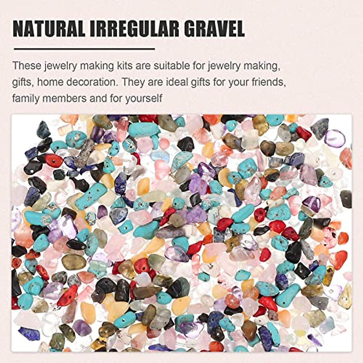 IMIKEYA Crystal Beads for Jewelry Making: 400pcs Crystal Bead Gemstone Beads for Ring Making 5-8mm Natural Crystal Chip Stone Beads DIY Jewelry Kit for Ring Bracelets Earring Jewelry Making Supplies