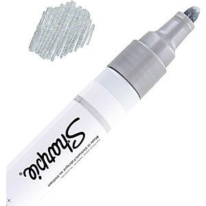 Sharpie Oil-Based Paint Marker, Medium Point, Metallic Silver Ink, Pack of 3