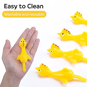 POPLAY 42PCS Flying Chicken Slingshot, Flicking Rubber Chickens Sling Shot Funny Gag Gifts for Kids Adults Party Favors Birthday Goodie Bags Stuffers Novelty Classroom Exchange Gifts