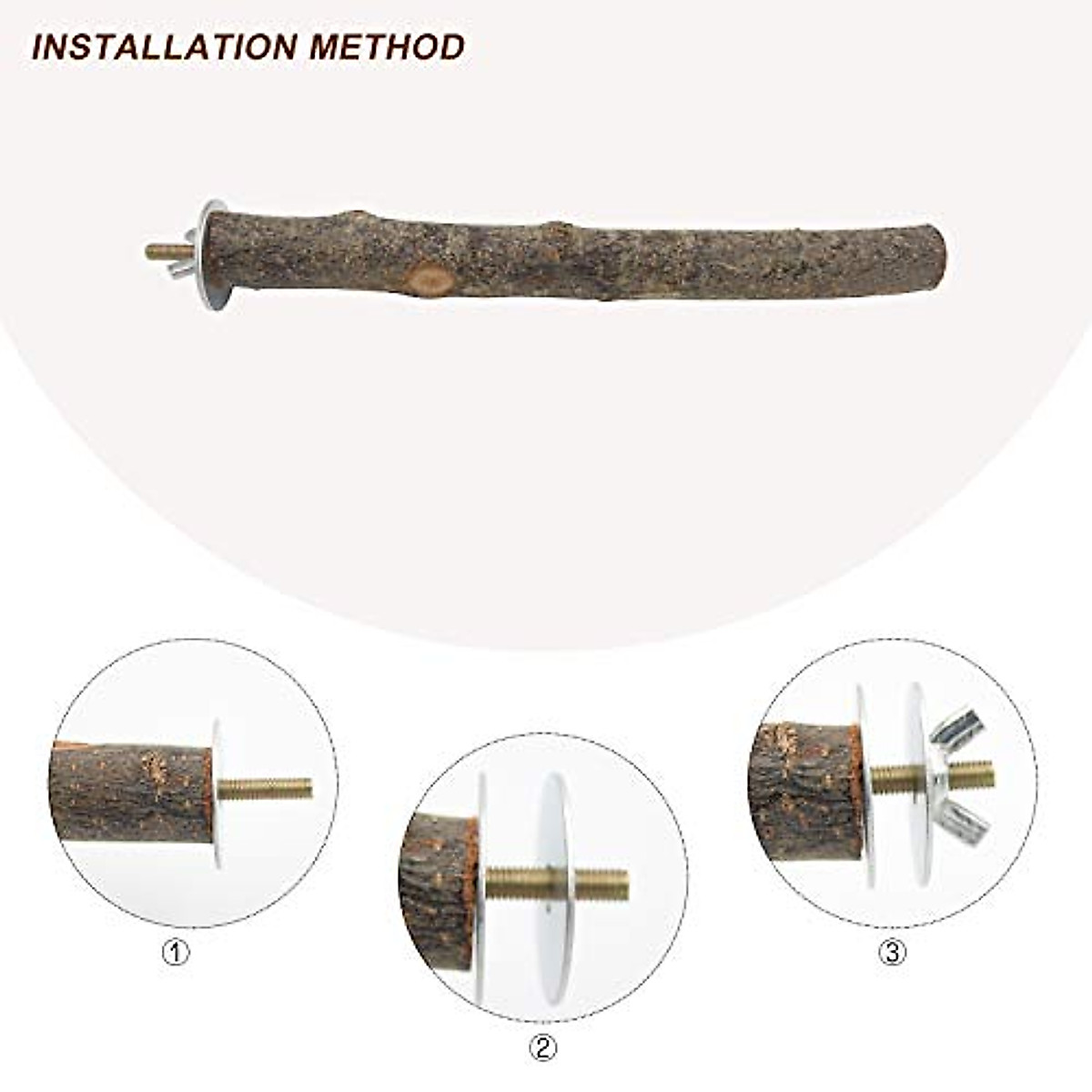 3 Pack Apple Wood Bird Perch for Cage, Natural Wooden Parrot Perch Stand Platform Exercise Climbing Paw Grinding Toy Playground Accessories for Parakeet, Conure, Cockatiel, Budgie, Lovebirds (H01)