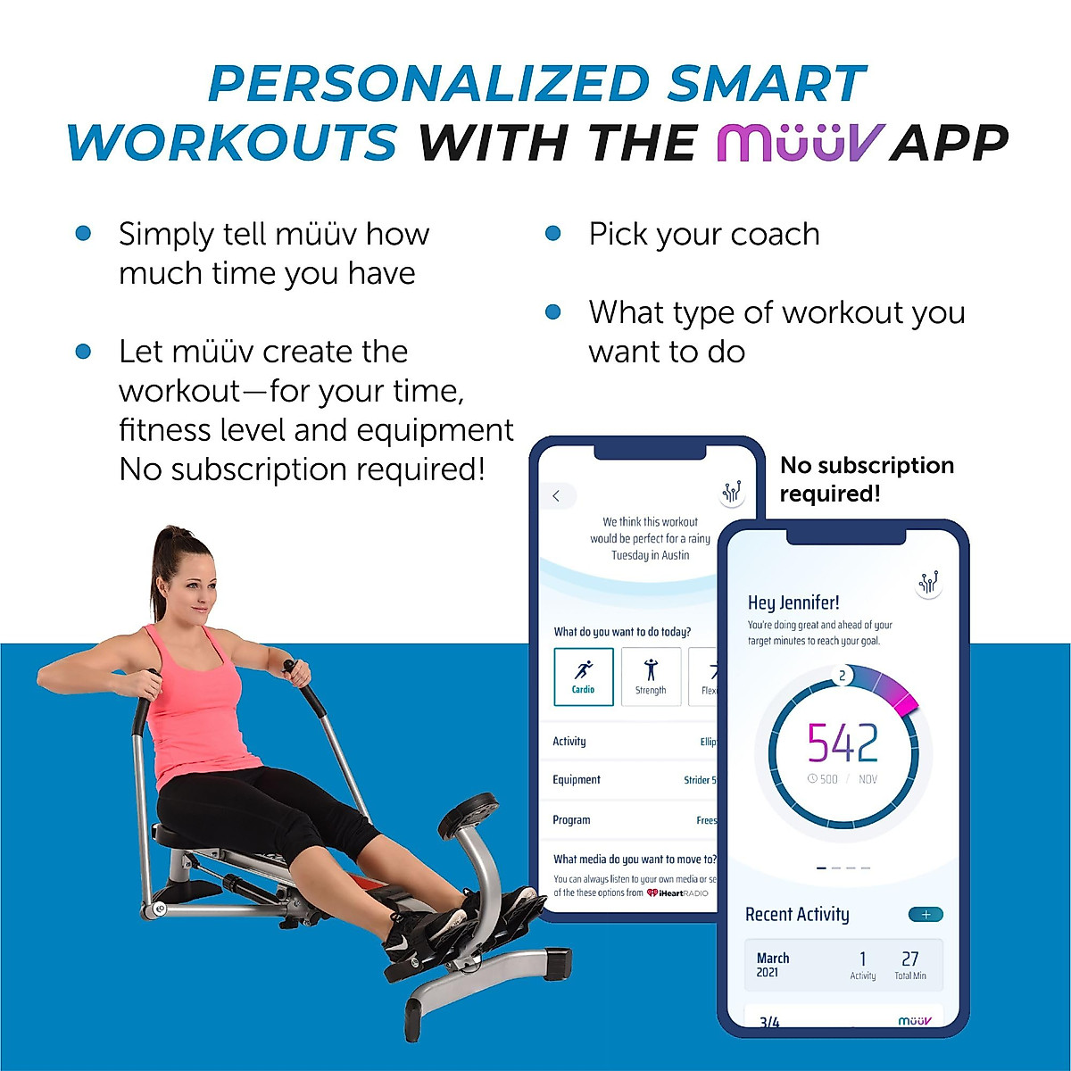 Stamina BodyTrac Glider 1050 Hydraulic Rowing Machine with Smart Workout App - Rower Workout Machine with Cylinder Resistance - Up to 250 lbs Weight Capacity