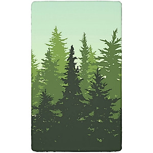Pine Tree Themed Fitted Mini Crib Sheets,Portable Mini Crib Sheets Soft & Stretchy Fitted Crib Sheet-Great for Boy or Girl Room or Nursery,24“ x38“,Forest Green Mint Green