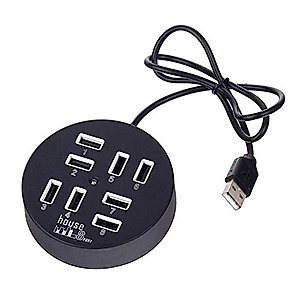 KDL TECH USB Hub 8 Ports Box Data Transmission Round Hub Multi-USB Splitter & Charge for Devices Faster for Mobile Phone, USB Flash Disk, PC, Tablet (Black)