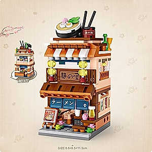 Japanese Street View Ramen Shop Building Kits, 412 PCS Modular House Building Set Mini DIY Building Model Set, Architecture Modular Construction Set Not Compatible with Lego