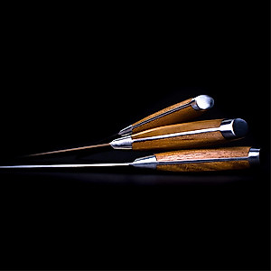 Schmidt Brothers - Bonded Teak, 7-Piece Knife Set, High-Carbon Stainless Steel Cutlery with Midtown Acacia and Acrylic Magnetic Knife Block