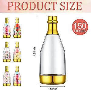 Gejoy 150 Pcs Metallic Mini Champagne Bottles Container Bulk Small Candy Bottles DIY Favor Plastic Candy Containers for Wedding Bridal Baby Shower Birthday Party Favors, Clear and Gold