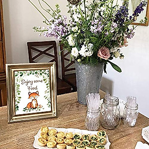 Set of 7 Woodland Baby shower signs, 5x7 and 8x10, woodland food, drinks, favors, welcome and guest book signs