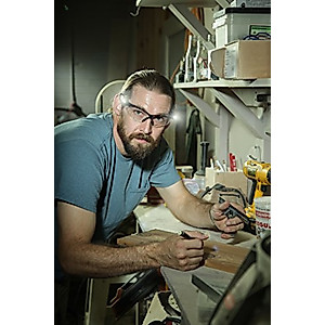 Pyramex PMXTREME Safety Glasses, Black Frame / Clear Anti-Fog Lens (NO CORD), LED Temples