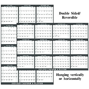 2023 Yearly Wall Calendar - 2023 Dry Erase Wall Calendar, Yearly Wall Calendar 2023 with Julian Date, 34.6" x 22.9" Full Year Wall Calendar, Jan. 2023 - Dec. 2023, Large, Wet & Dry Erase Laminated, Vertical/Horizontal, Reversible - Classic Grey