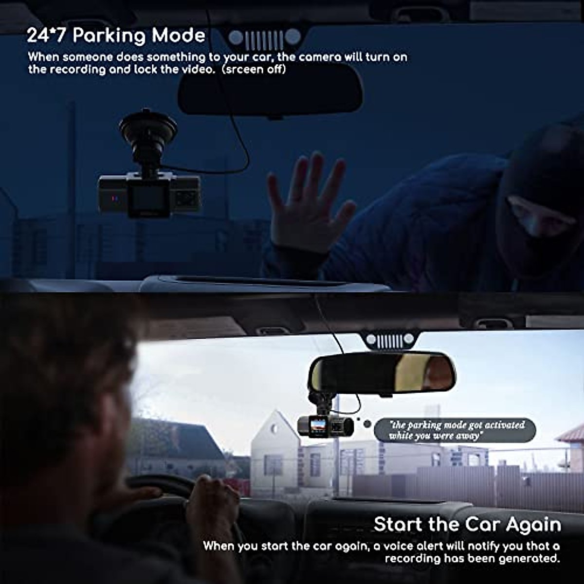 COOAU 2.5K Dual Dash Cam, Built-in GPS Wi-Fi, 1440P Dash Cam Front and Inside with Infrared Night Vision, Dash Camera with Parking Mode, Loop Recording， Support 256GB Max (D20S)