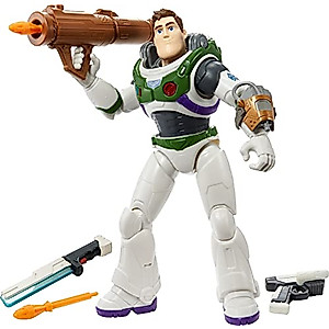 Mattel Lightyear Toys 12-in Action Figure with Accessories, Buzz Lightyear with 4 Gear Up Accessories