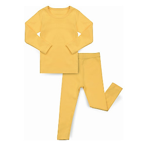 AVAUMA Baby Boys Girls Pajama Set Kids Toddler Snug fit Basic Cotton Sleepwear pjs for Daily (Yellow-2 JS)