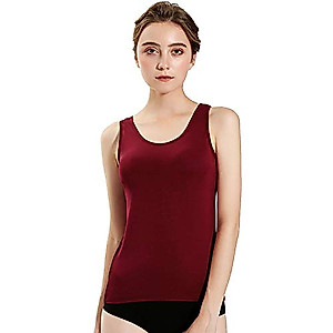 Women's Camisole Built-in Shelf Padded Bra Cami Top 3 Pack, M(Black, Maroon, White)