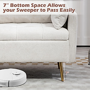 RIHEREFY 60'' Loveseat Sofa Couch with Storage, Modern Loveseat Couch with 4 Pillows & Metal Legs, 2 Seater Sofa with USB & Type C for Living Room,Bedroom, Apartment（Beige