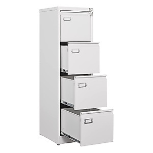 Anxxsu 4 Drawer File Cabinet, Filing Cabinets for Home Office, Metal Vertical File Storage Cabinet with Lock, Locking File Cabinet for A4 Legal/Letter, 15" W x 17.7" D x 50.1" H, Assembly Required
