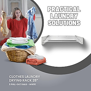 NEBU Clothes Laundry Drying Rack 28”- an Elegant Wall-Mounted Hanger, Folding Stainless Steel Collapsible, Space Saver with 12 Linear feet, Drying Capacity 27lbs