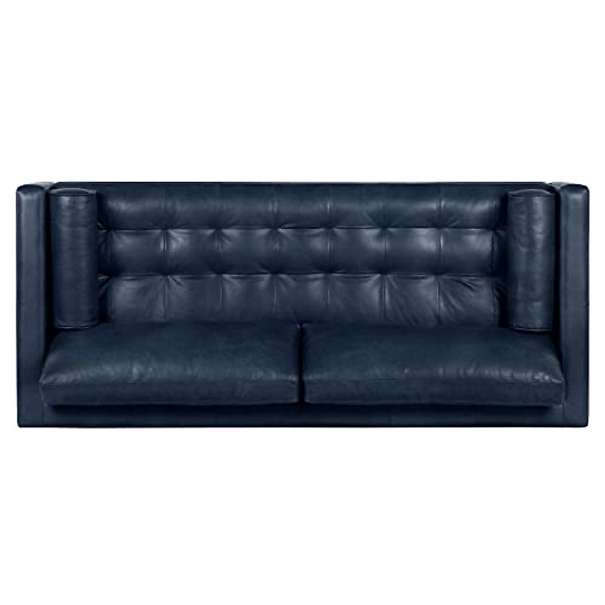 POLY & BARK Napa 88.5" Sofa Full-Grain Semi-Aniline Italian Tanned Leather in Midnight Blue