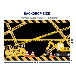 Allenjoy Under Construction Site Banner Backdrop for Boys Birthday Party Dump Truck Digger Zone Photography Decoration Supplies Construction Scene Photo Background Supplies