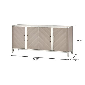 Michael Amini Lanterna Poplar Wood & Acrylic Sideboard in Silver Mist/Beige