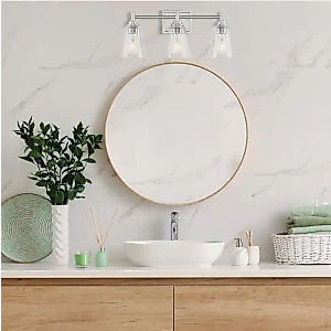 Hampton Bay 22.5 in. Wakefield 3-Light Brushed Nickel Modern Bathroom Vanity Light with Clear Glass Shades