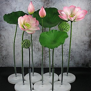 SMLJFO 35.4in Artificial Lotus Branch Simulation Plant Ornaments PU Fake Flower Decoration with Rod for Table Garden Wedding Party Office Home Decor