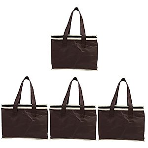 UPKOCH 4pcs Bag Bags Lunch Takeout Home Picnic Restaurant Travel Non-woven Wrapping Grocery Handle Cold Beach Inch Take-out Hiking Tote or Pouch Thermal Fabric Pizza Camping Food