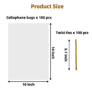 Morepack Cellophane Bags 10x14 Inches Clear Cellophane Treat Bags 100Pieces Cellophane Gift Bags