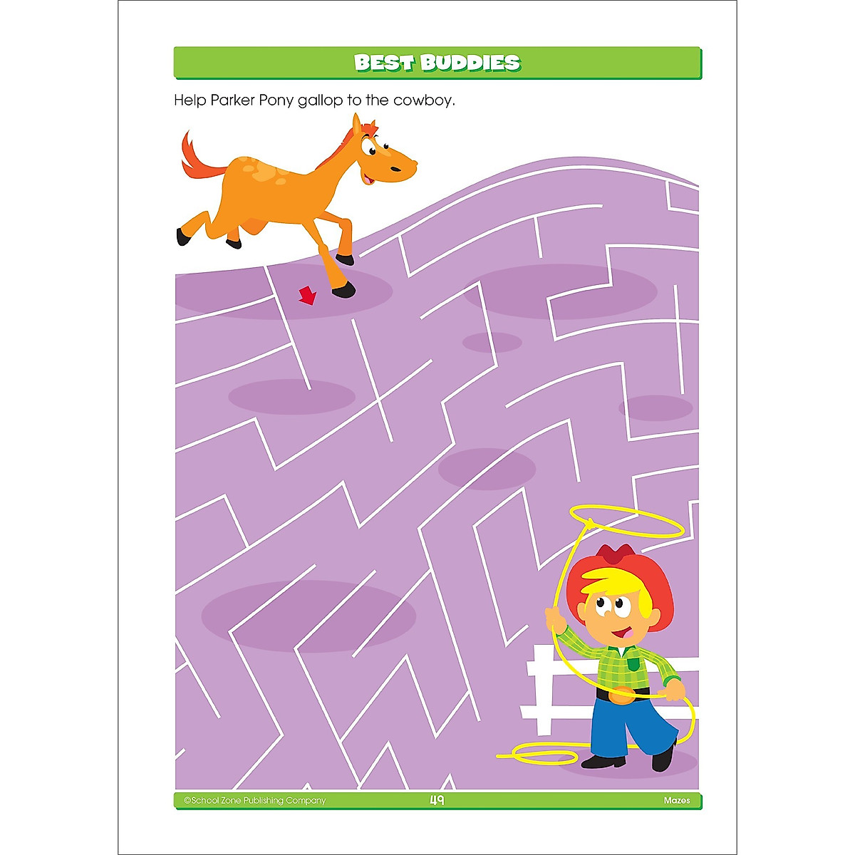 School Zone - Mazes Workbook - 64 Pages, Ages 4 to 6, Preschool, Kindergarten, Maze Puzzles, Wide Paths, Colorful Pictures, Problem-Solving, and More (School Zone Activity Zone® Workbook Series)