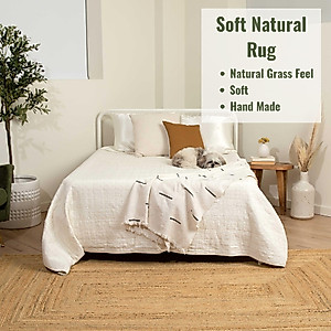 Homespice George 8x10' Natural Jute Braided Rugs for Your Farmhouse Living Room Rug A Natural Area Rug