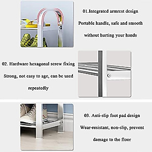 HUALEMEI 5-Tier Stainless Steel Shoe Rack,Sturdy Sustainable Shoe Organizer Storage Shelf Dormitory Bedroom Household Shoe Cabinet-A 60x25x78cm(24x10x31inch)