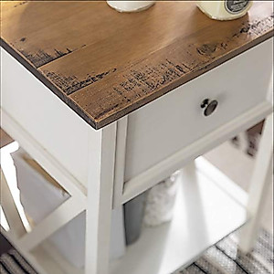 Walker Edison Natalee Modern Farmhouse 1 Drawer Wood Square Side Table Living Room Small End Accent Table, 19 Inch, Rustic Oak and White