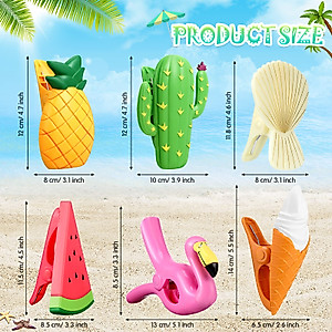 20 Pcs Beach Towel Clips Plastic Beach Chair Clips Flamingo Parrot Watermelon Pineapple Ice Cream Portable Swimming Pool Towel Holder Funny Clothespins for Christmas Party Gift Pool Blanket Decoration