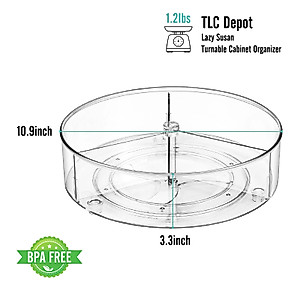 1PACK - 10.9" 3Section Clear Lazy Susan Organizer for Cabinet – Quality-Crafted, Durable Turntable Organizer, Bathroom & Cabinet Organizer for Pantry Organization – Kitchen Organization by TLC Depot