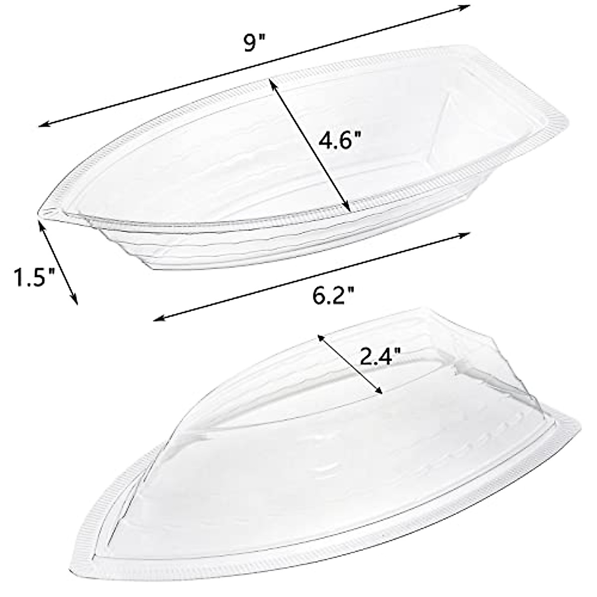 ZEAYEA 120 Pack Banana Split Boat Plate, 12 oz Disposable Plastic Food Boats, Food Grade Ice Cream Sundae Serving Bowls for Snack, Salad, Chip, Dessert Bowls for Party, Restaurants, Home
