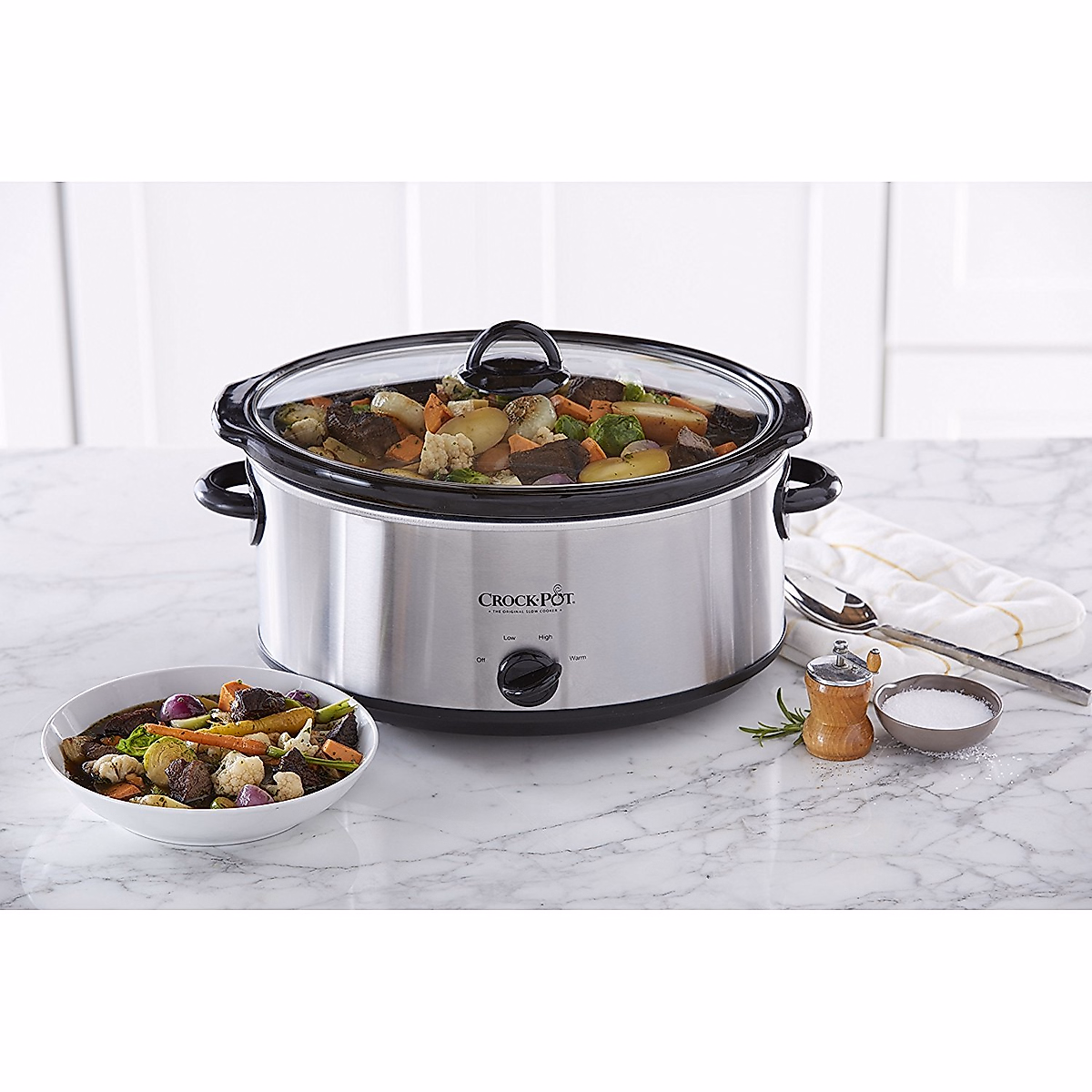 Crock-Pot 7-Quart Oval Manual Slow Cooker | Stainless Steel (SCV700-S-BR)