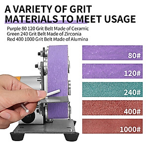 NunDunco Mini Belt Sander - Electric Bench Grinder Sanding Machine, 7 Adjustable Table Top Grinder Polisher for DIY Woodworking, Metal Grinding, Knife Making, jewelry Making