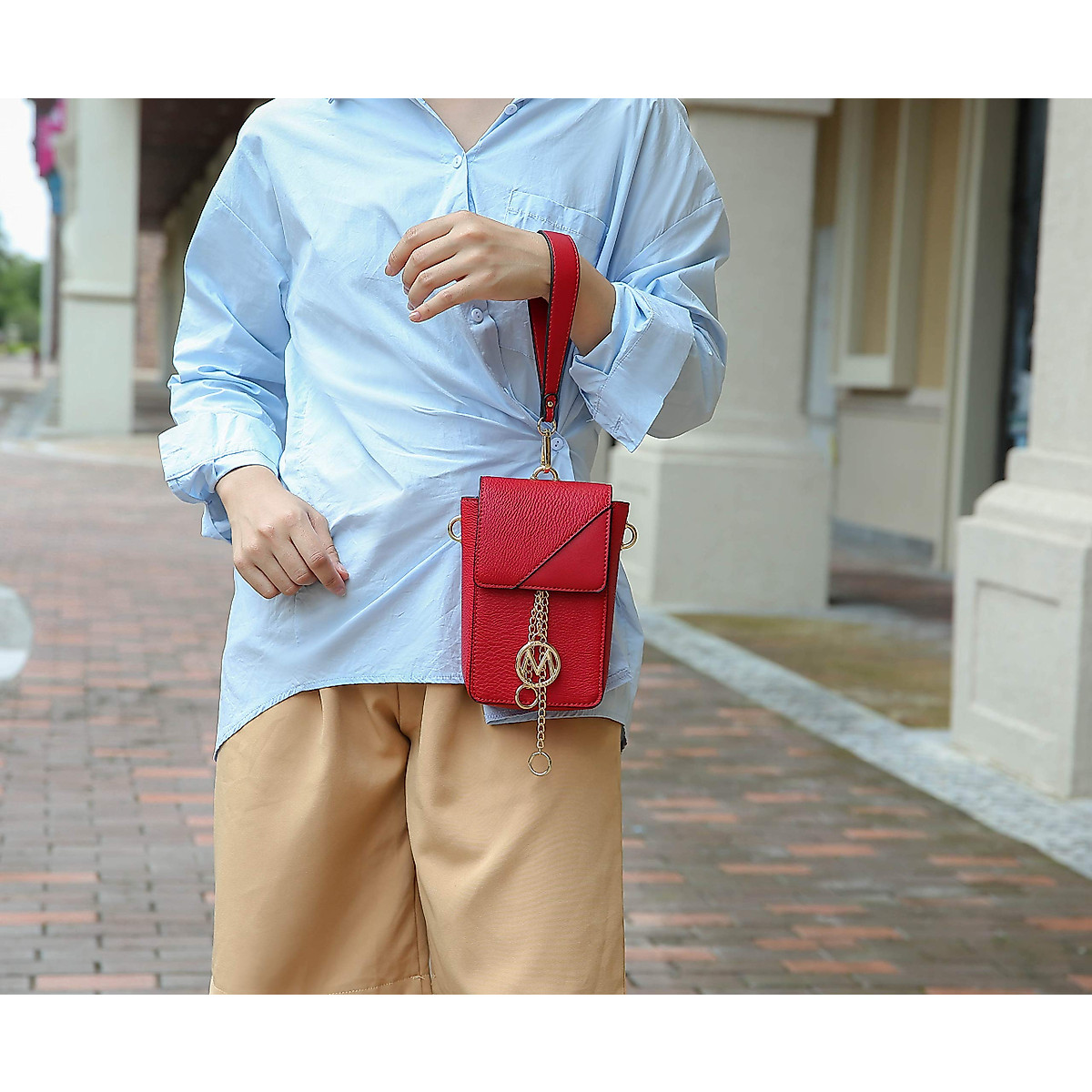 MKF Collection Crossbody Cellphone Purse for Women – PU Leather Wallet Handbag, Wristlet Strap Clutch Bag Card Slots Black