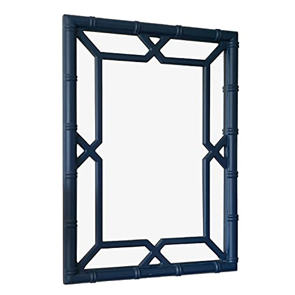 SORBARIA Bamboo-Look Solid Wood Window Pane Mirror 23" X 31" - Blue
