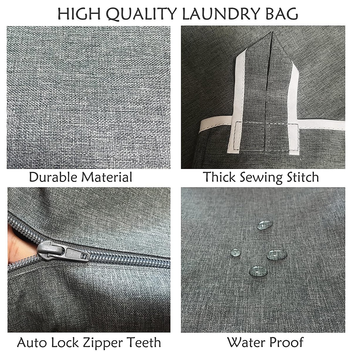 KINGSUSLAY Laundry Hamper, XL Hanging Hamper with Large Openging,Space Saving Storage Bag,Over the Door Hamper with Haning Hooks（36"x 22", Heath Grey)