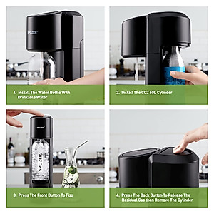 SPOZER Sparkling Water Maker Machine Soda Maker Fizzy Water Maker for Carbonating with 1L Bottle, Compatible with Screw-in 60L CO2 Cylinder