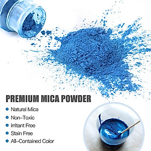 ZOCONE Mica Powder for Epoxy Resin, 42 Colors 0.35 oz (10g) Each Jar Mica Pigment Powder 11 PCS Spoons, Colors Mica Powder for Soap Making, Candle Making, Bath Bomb, Nail Art, Slime, Craft Projects